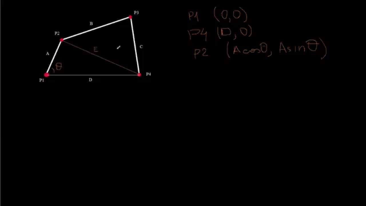 Matlab Tutorial - Four Bar Linkage Animation: Finding the Equations (1/ ...