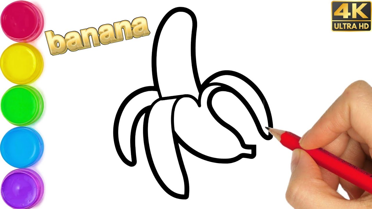 How to draw a banana step by step || Easy banana drawing fruits drawing ...