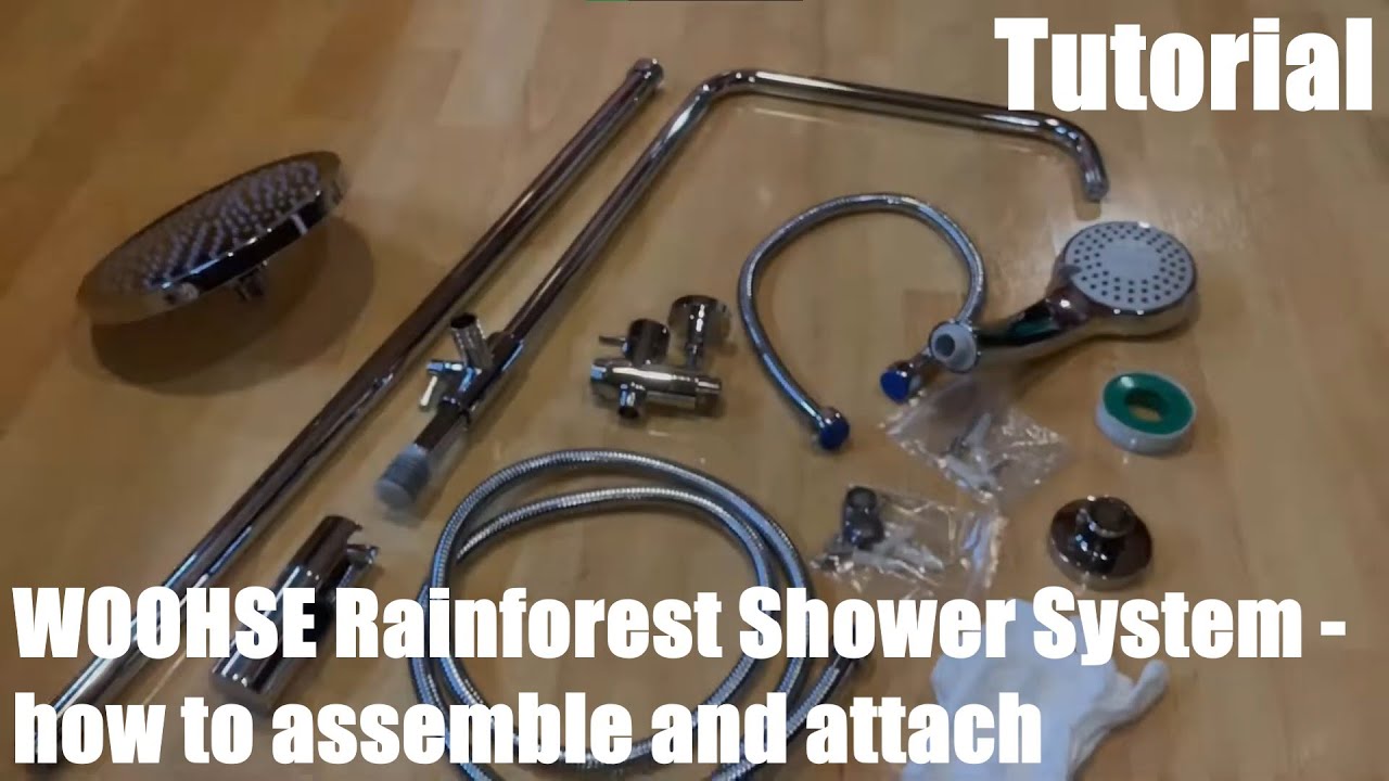 How to assemble and attach a WOOHSE Rainforest Shower System in your ...