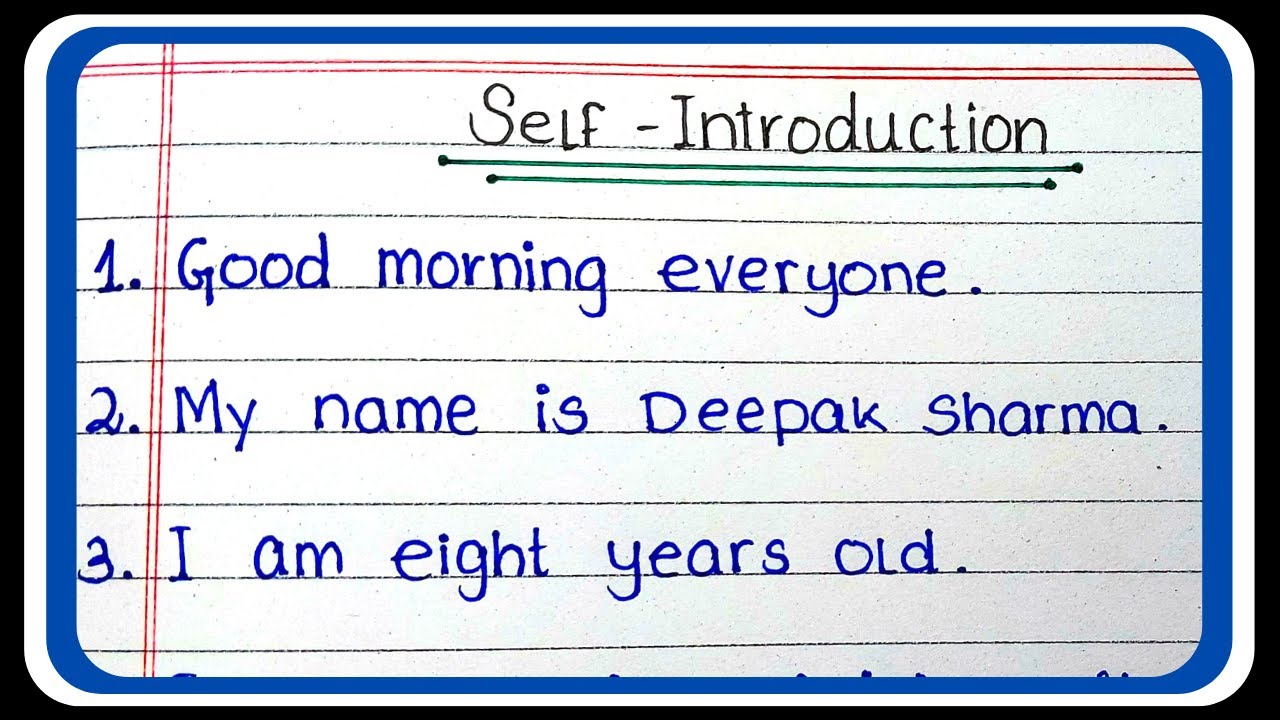 self introduction in english | 10 Lines On Self Introduction - YouTube