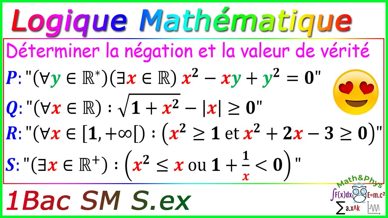 Négation Dune Proposition Logique Mathématique 1 Bac Sm S Ex