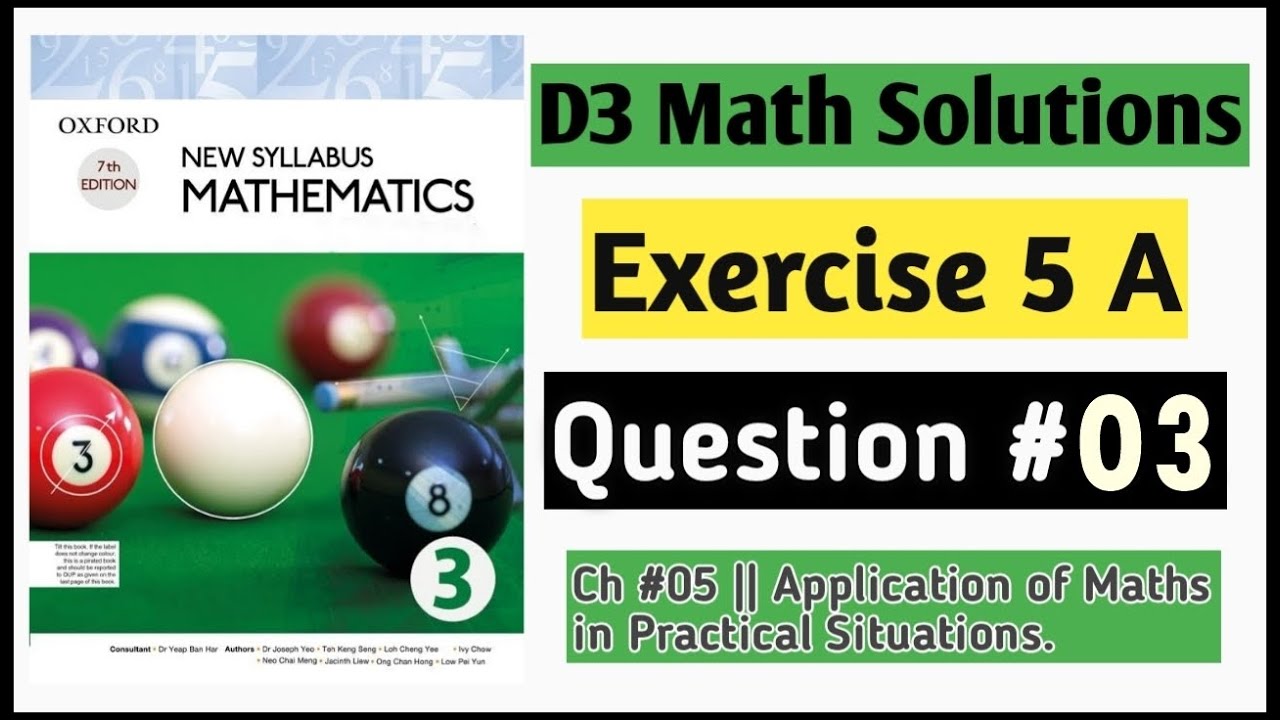 Exercise 5a Question no 3 D3 Maths Book 3 New Syllabus|| Chapter 5 ...