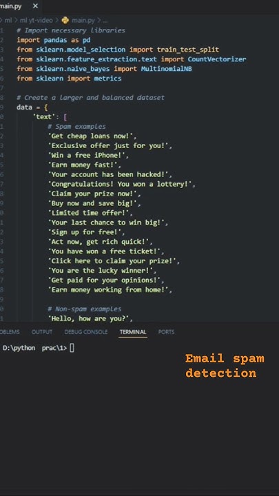 Email spam detection with python #shorts - YouTube