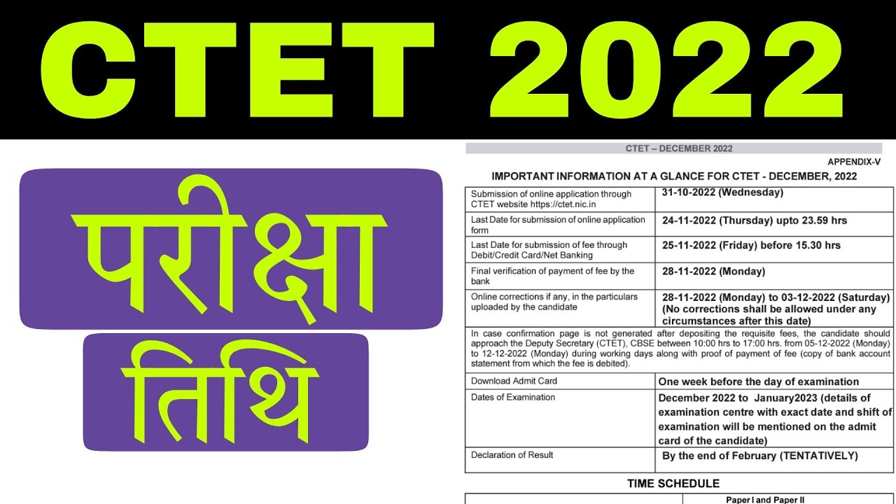 CTET 2022 Exam Date - YouTube