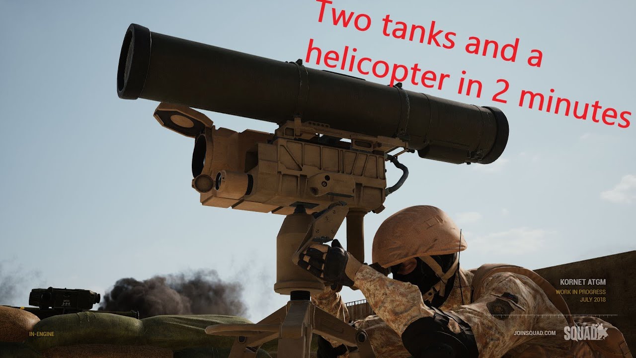 SQUAD | The work of the ATGM. Two tanks and a helicopter in 2 minutes ...