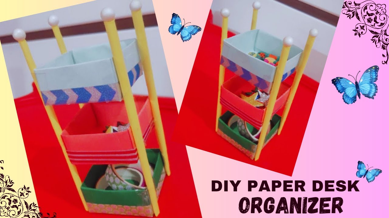 DIY mini desk organiser. #diycraft #easycraft #papercraft #miniature # ...