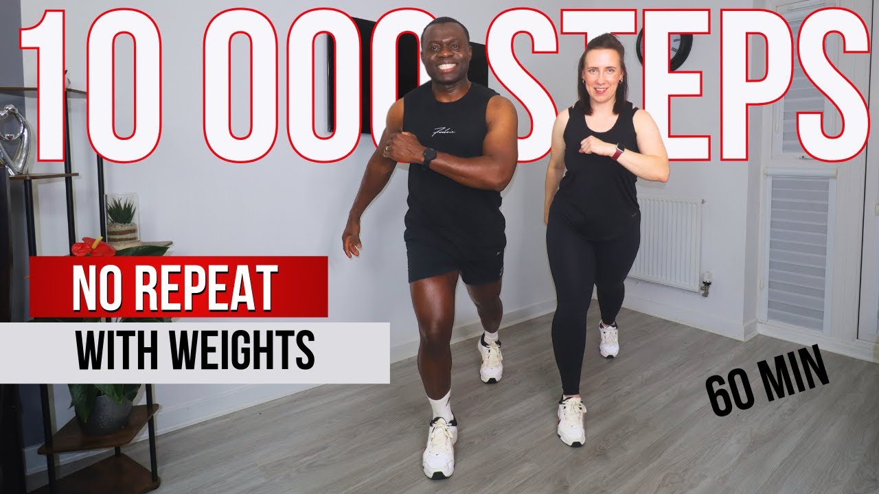1 Hour 5 Mile Fat Burning Walk at Home With Weights | 10 000 Steps ...