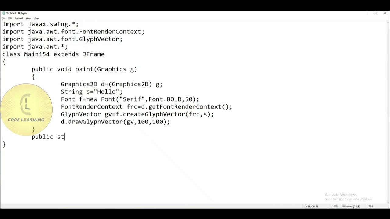 Java | Graphics2D 'GlyphVector()' | CodeLearning - YouTube