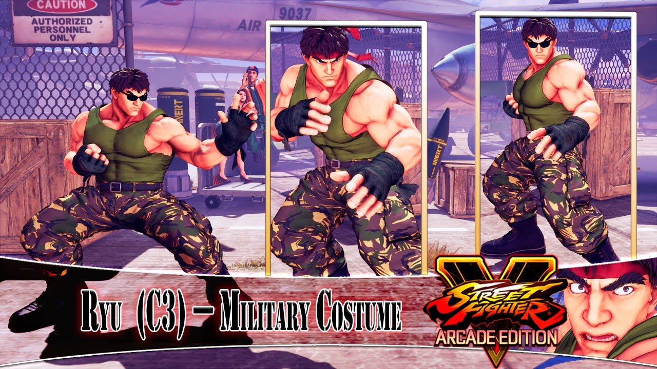 STREET FIGHTER V - MODS - RYU *MILITARY COSTUME* (PC ONLY) - YouTube