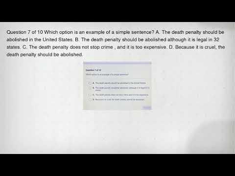 Question 7 of 10 Which option is an example of a simple sentence? A ...