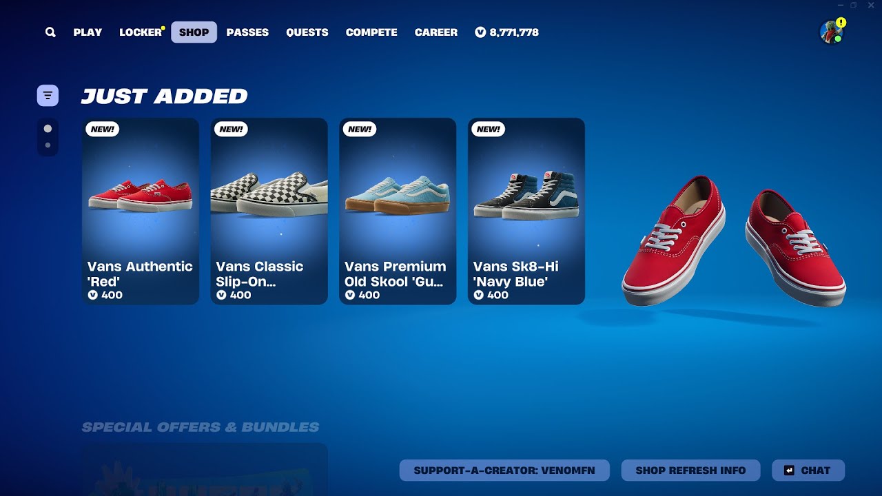 FORTNITE X VANS SHOES SHOWCASE FORTNITE ITEM SHOP! - YouTube