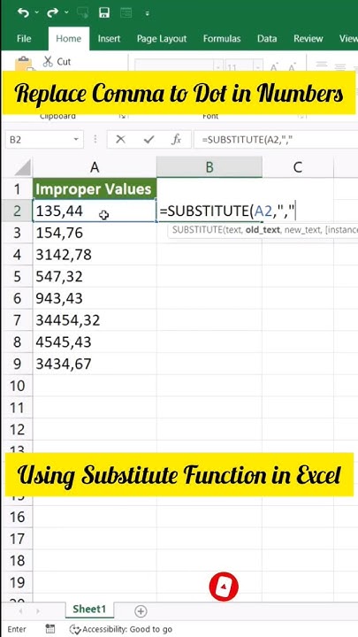 How to Replace Comma to Dot in Numbers using Substitute Function in ...