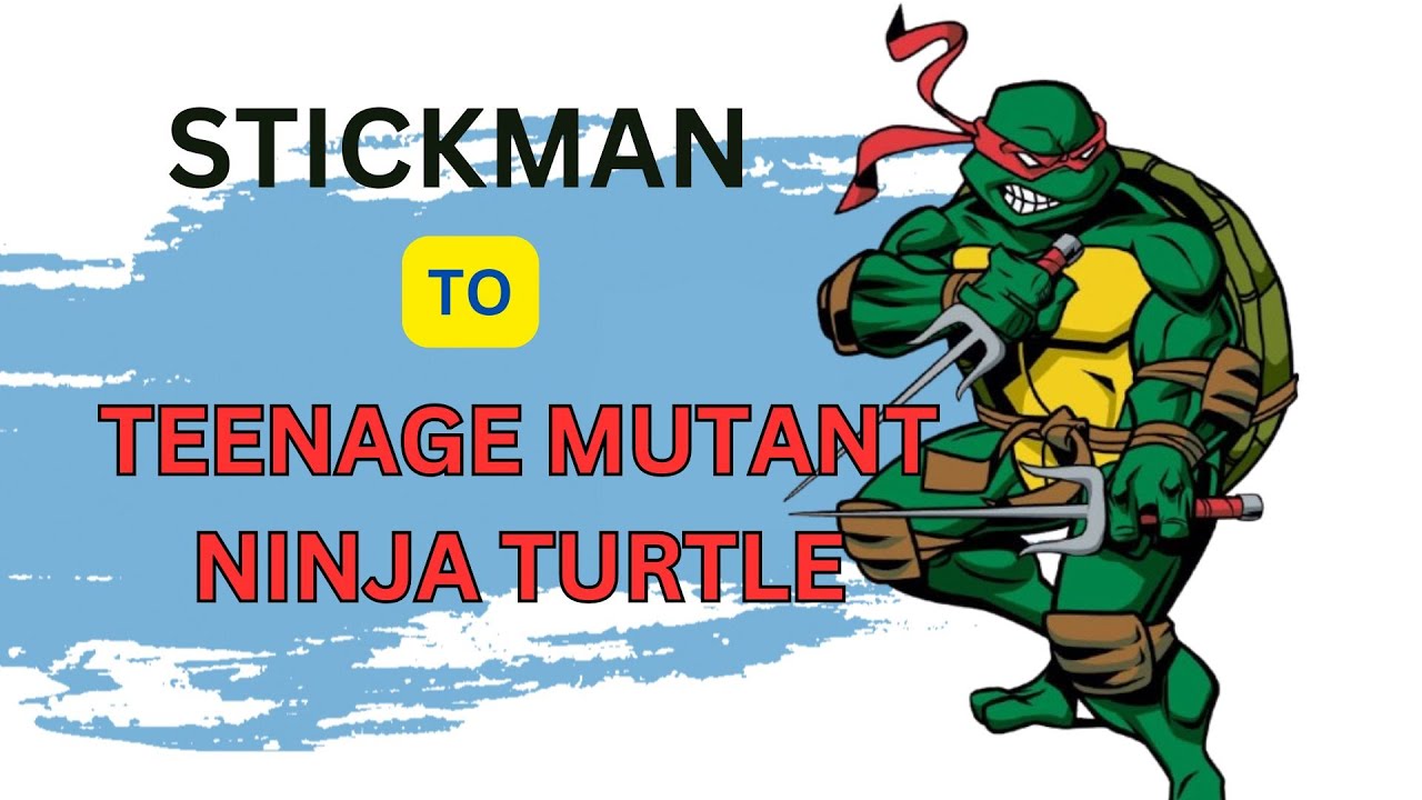 STICKMAN TO NINJA TURTLE DRAWING #art #DRAWING - YouTube