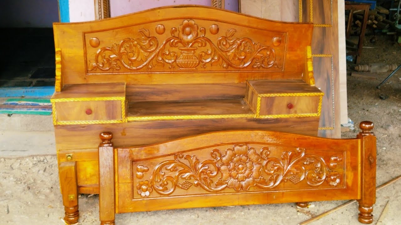 Wooden Bed sunmic Lamination and making // Wood works Mohan - YouTube