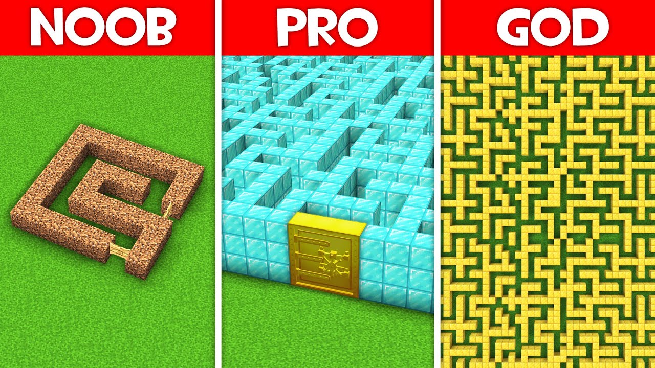 Minecraft Battle: MAZE HOUSE BUILD CHALLENGE - NOOB vs PRO vs HACKER vs ...