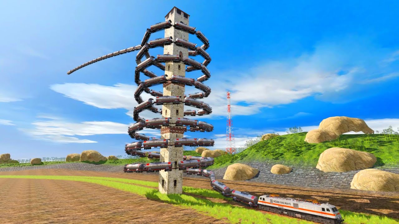 Very long train descends from the sky | Kereta Api Sangat panjang Turun ...