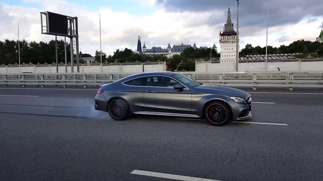 Mercedes Benz AMG C63S Coupe burnout - YouTube