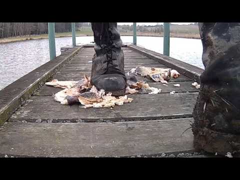 army boots crush smoked fish