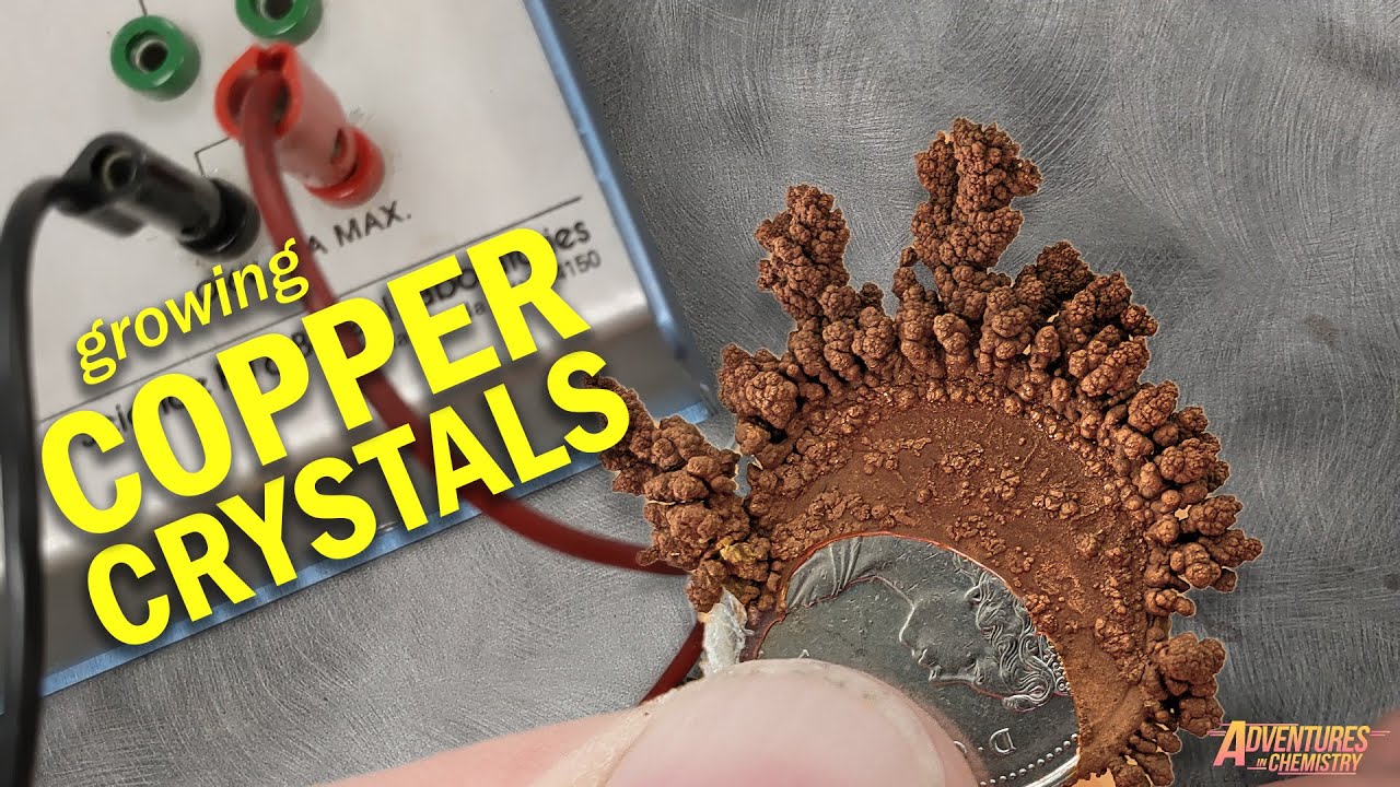 Growing Copper Crystals on a Dime Using an Electrolytic Cell - YouTube