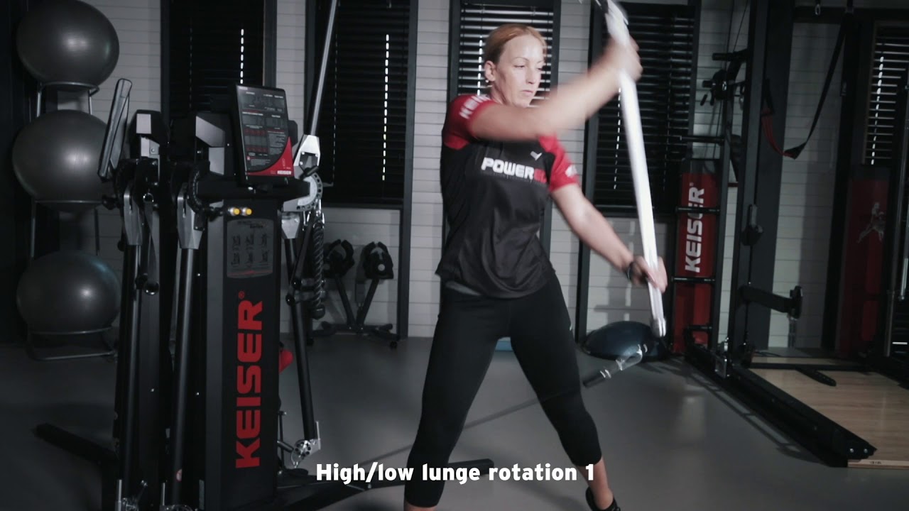 Exercise 70: rotation cookbar2 High low lunge rotation 1 | Keiser ...