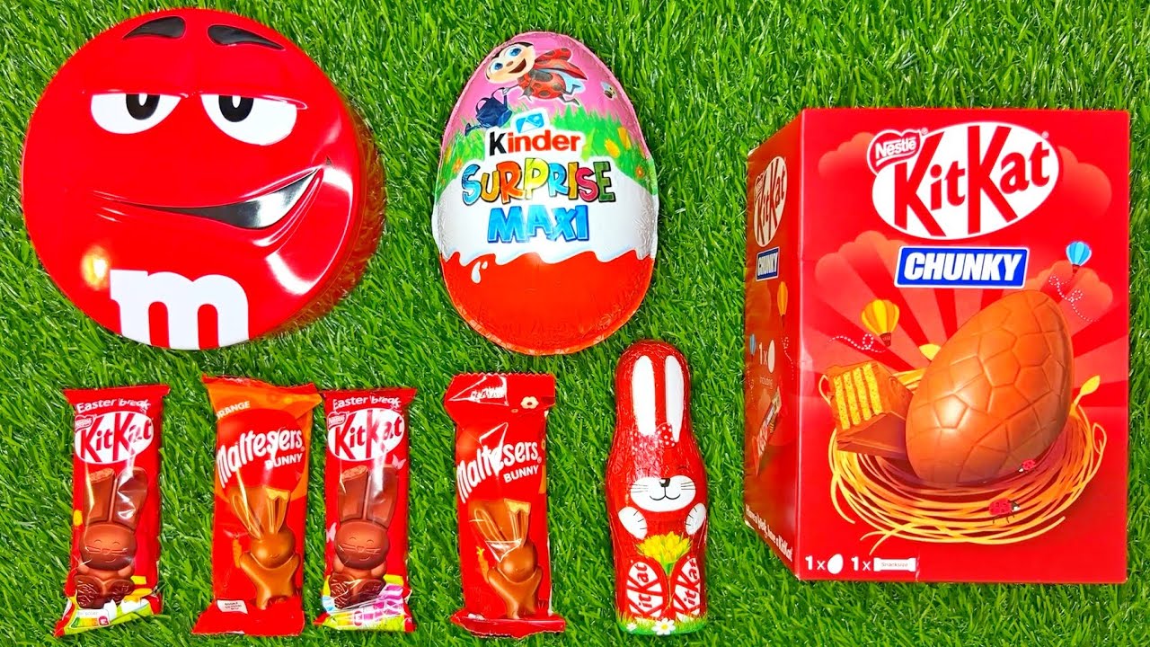 Satisfying Video ASMR Red | Maltesers Chocolate Bunny vs Kit Kat Rabbit ...