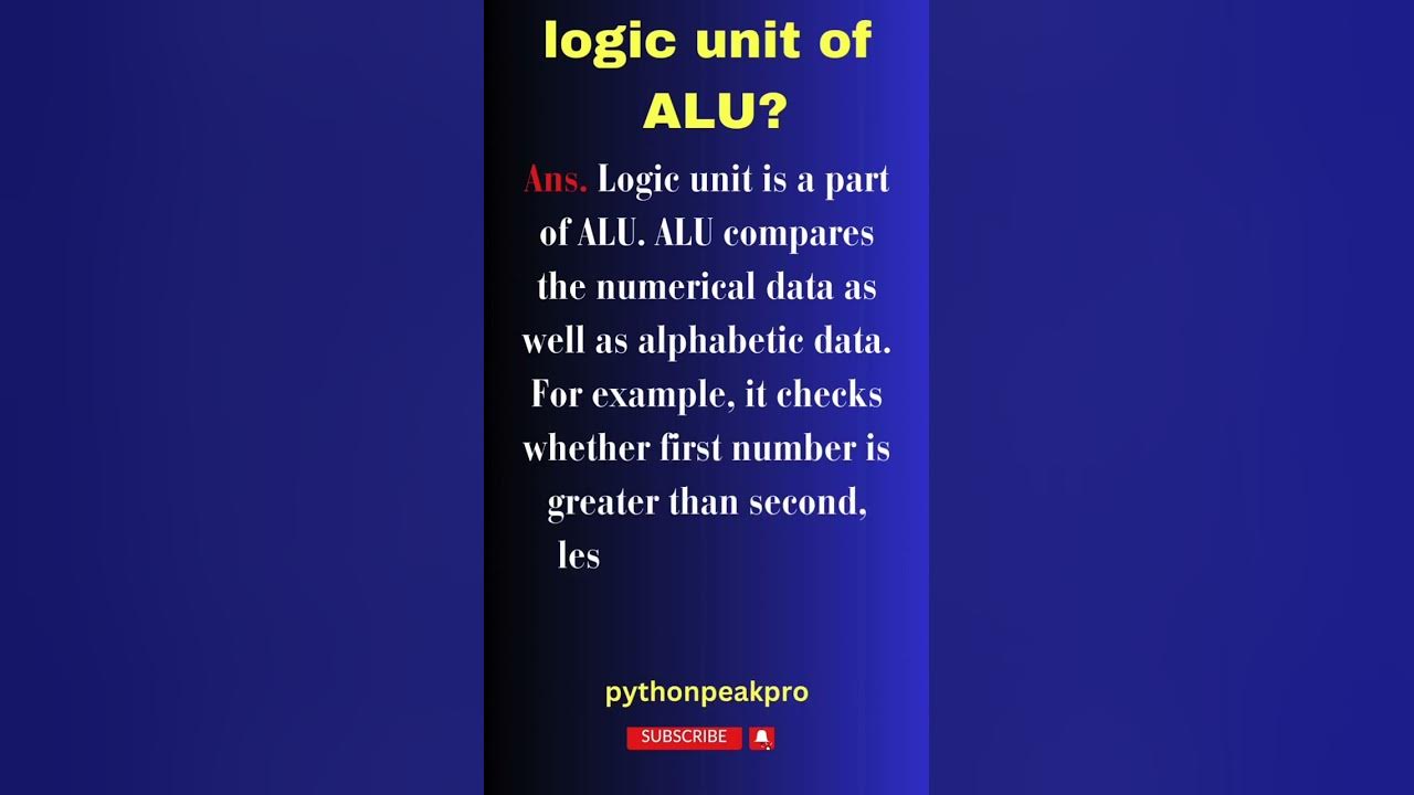 What is ALU ? Give full form and explain work of the ALU in one line # ...