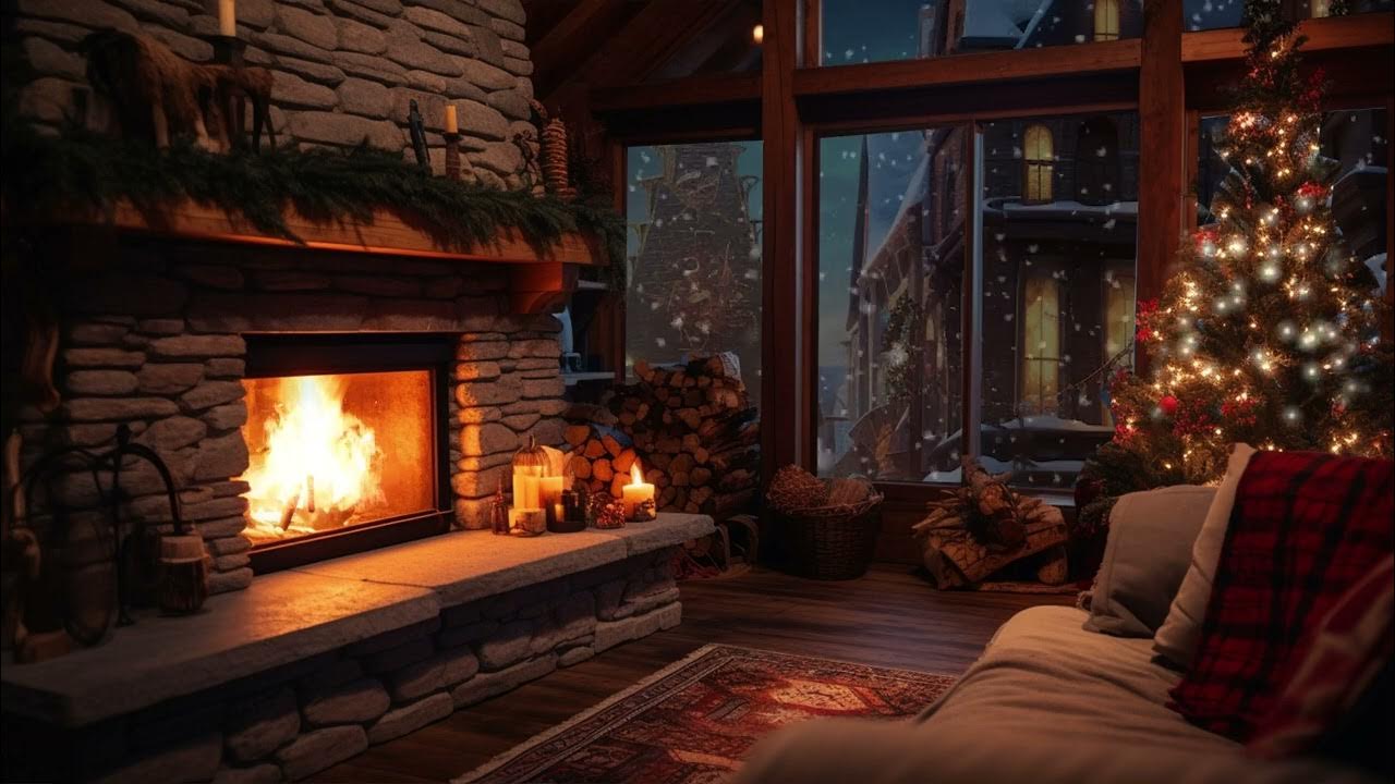 Festive Yule Log Fireplace | Cozy Christmas Fire Crackling Sounds and Ambience - YouTube