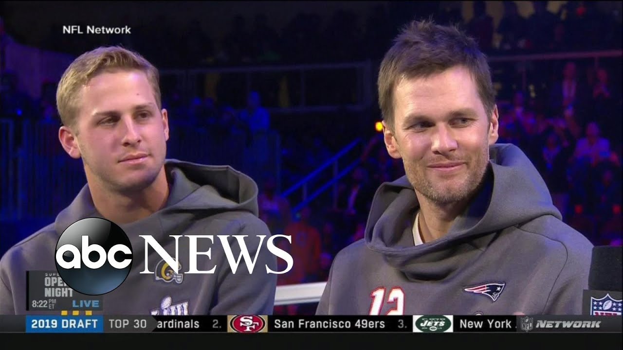 Brady, Goff face off before Super Bowl - YouTube