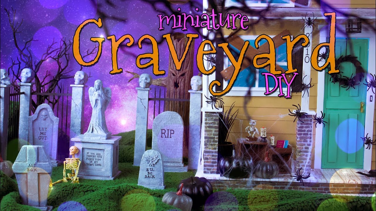 DIY - How to Make: Miniature Spooky Halloween Graveyard with Fence ...