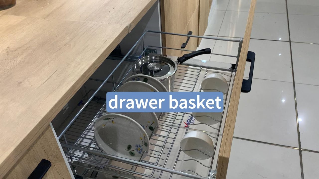WELLMAX Kitchen dish rack pull out drawer basket heavy duty large ...