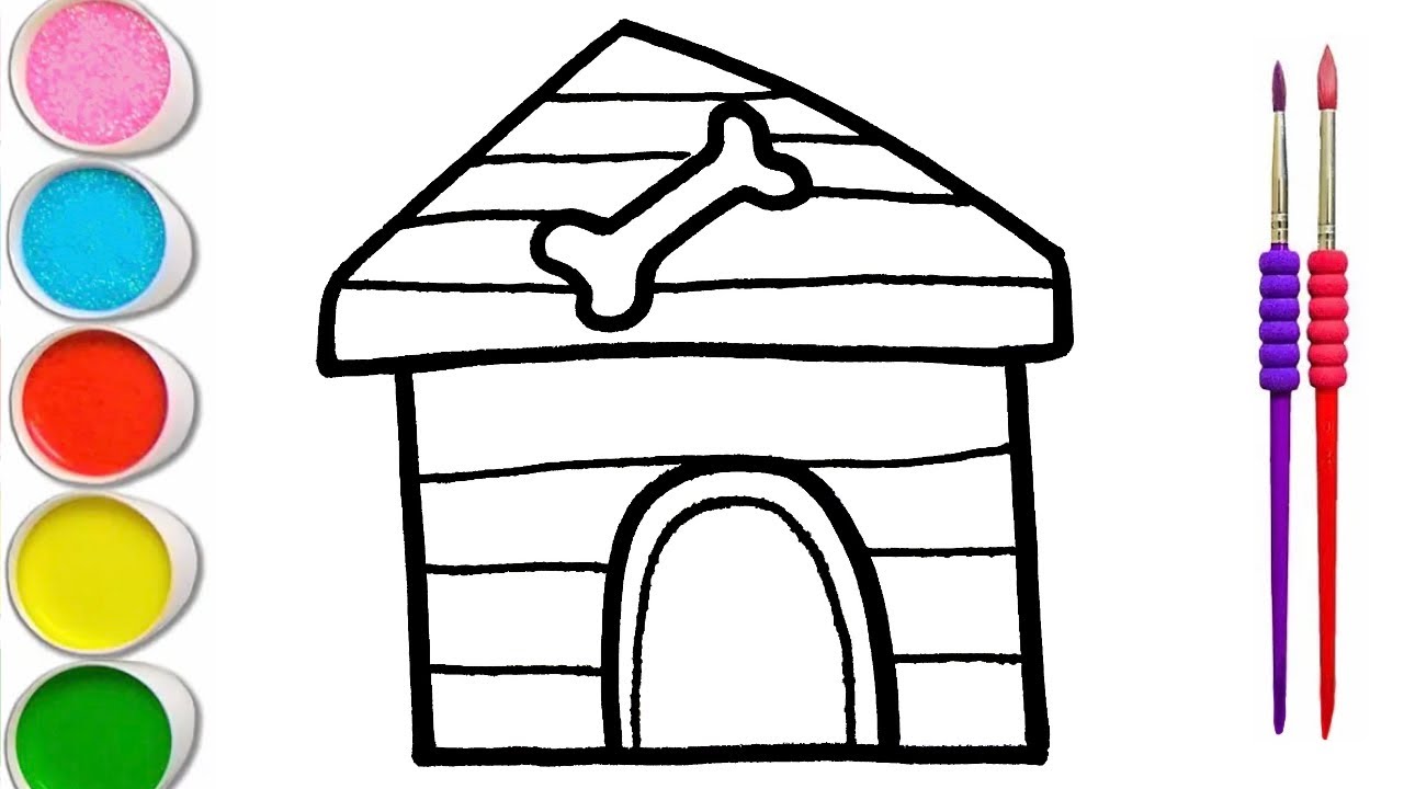 Dog kennel drawing | Coloring & Painting for Kids & Toddlers | Kid's ...
