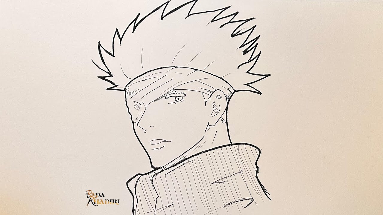 How To Draw Gojo Satoru from Jujutsu Kaisen Side Profil - Easy draw ...