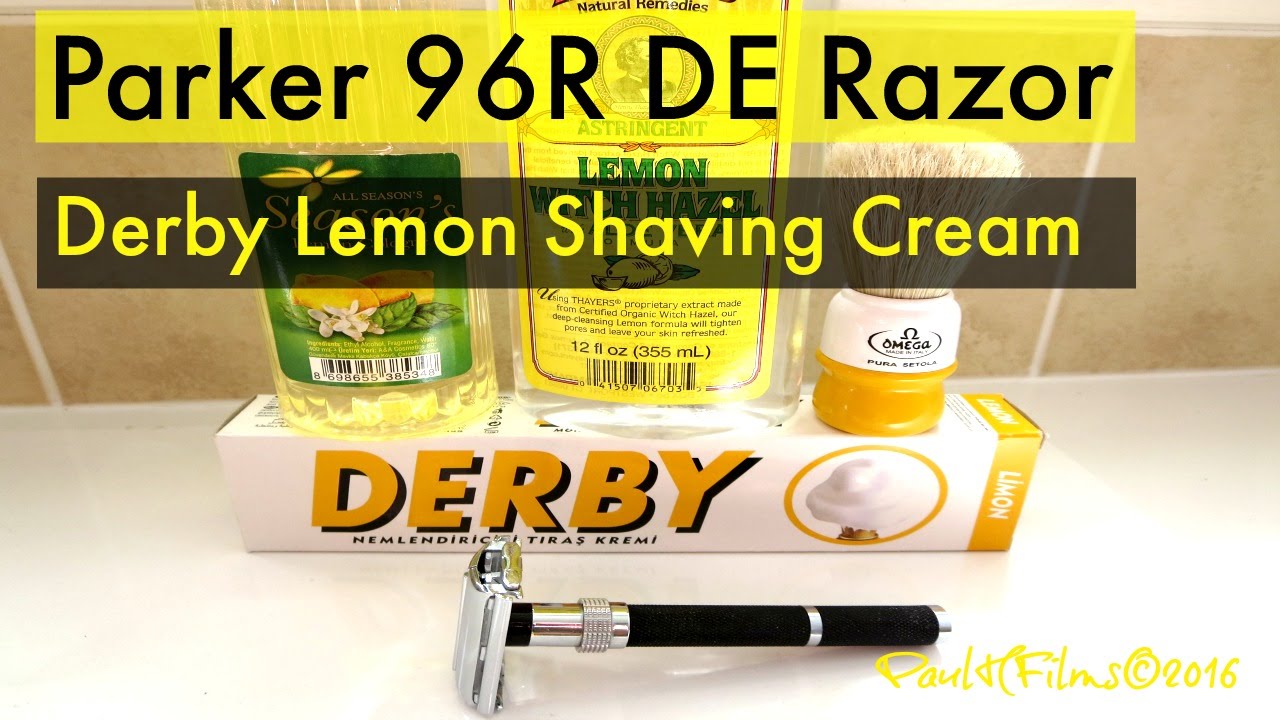 Parker 96R DE Razor - Derby Lemon Shaving Cream - YouTube