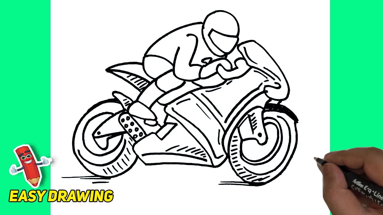 How To Draw A Motor Biker Easy #Biker #bike #trending #viral | Easy ...