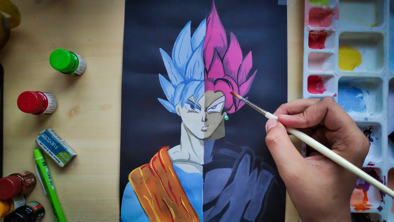 How to Draw Super Saiyan Goku from Dragon Ball Z| Poster Color Painting ...