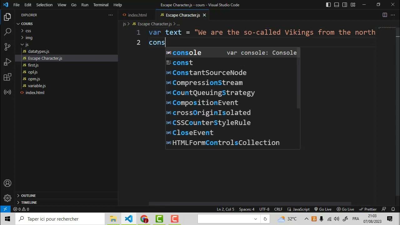 أساسيات البرمجة بلغة #javascript الدرس 09 Escape Character - YouTube
