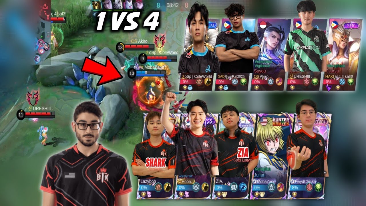 MOBAZANE 1 VS 4 BASIC TEAM - BTK REUNION 5 MAN GAMEPLAY. . . - YouTube