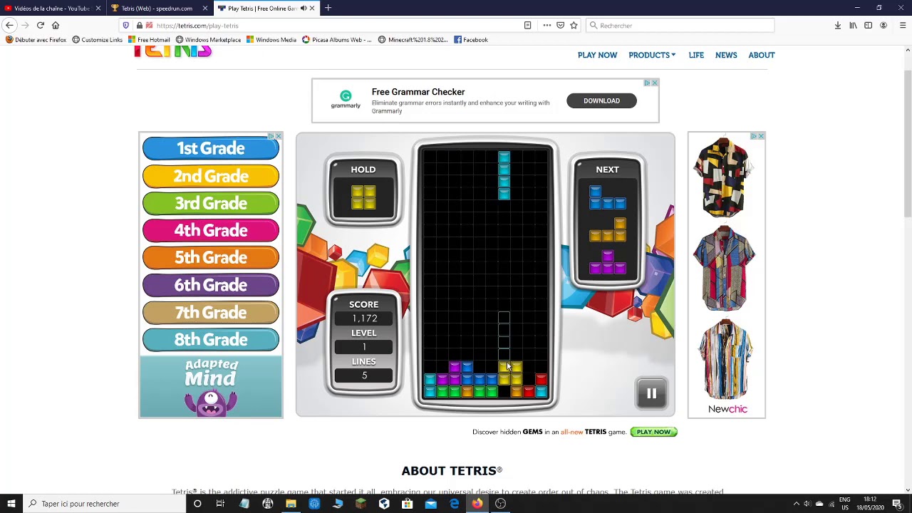 tetris (web) speedrun 10 line in 46 s - YouTube