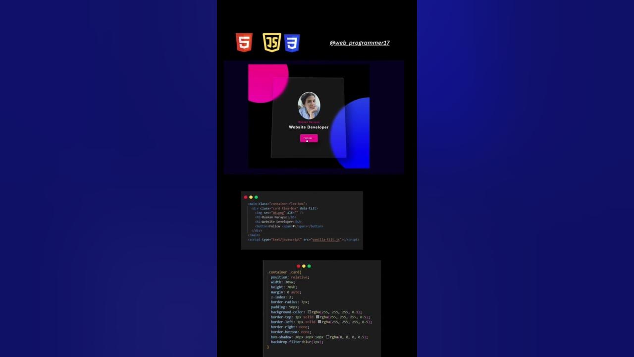 Webdeveloper Card🃏 Shorts Viral Coding Coder Webdevelopment Html Javascript Webcode