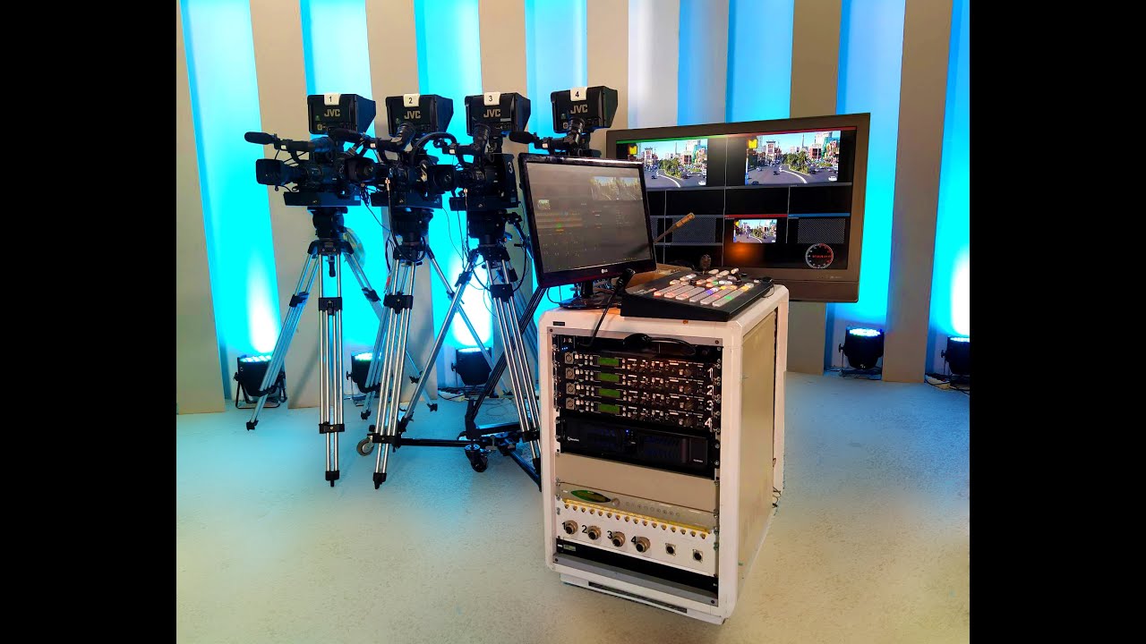 Television Studio SDI HD Setup w Tricaster 450 + 4 video Cameras JVC GY ...