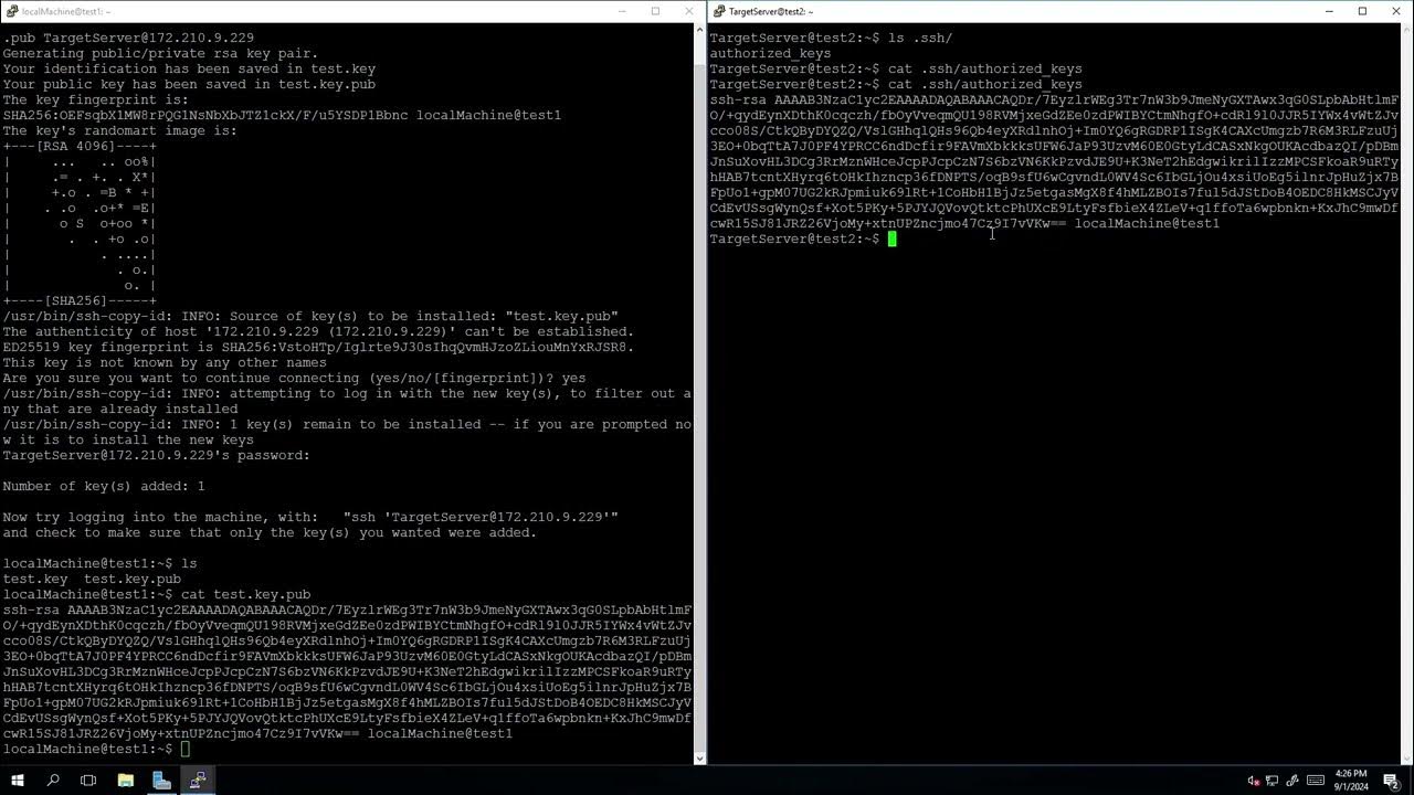 One line command for generating an SSH key pair and perform key-based authentication - YouTube