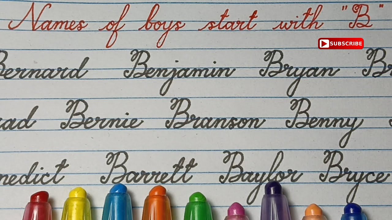 Boy Names Start With “B” in Cursive Writing Practice abcd | Cursive ...