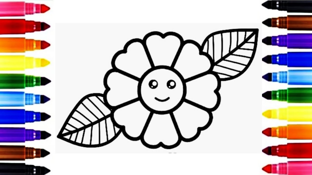 How to draw a beautiful flower🌻/ cute and sweet flower drawing for kids ...