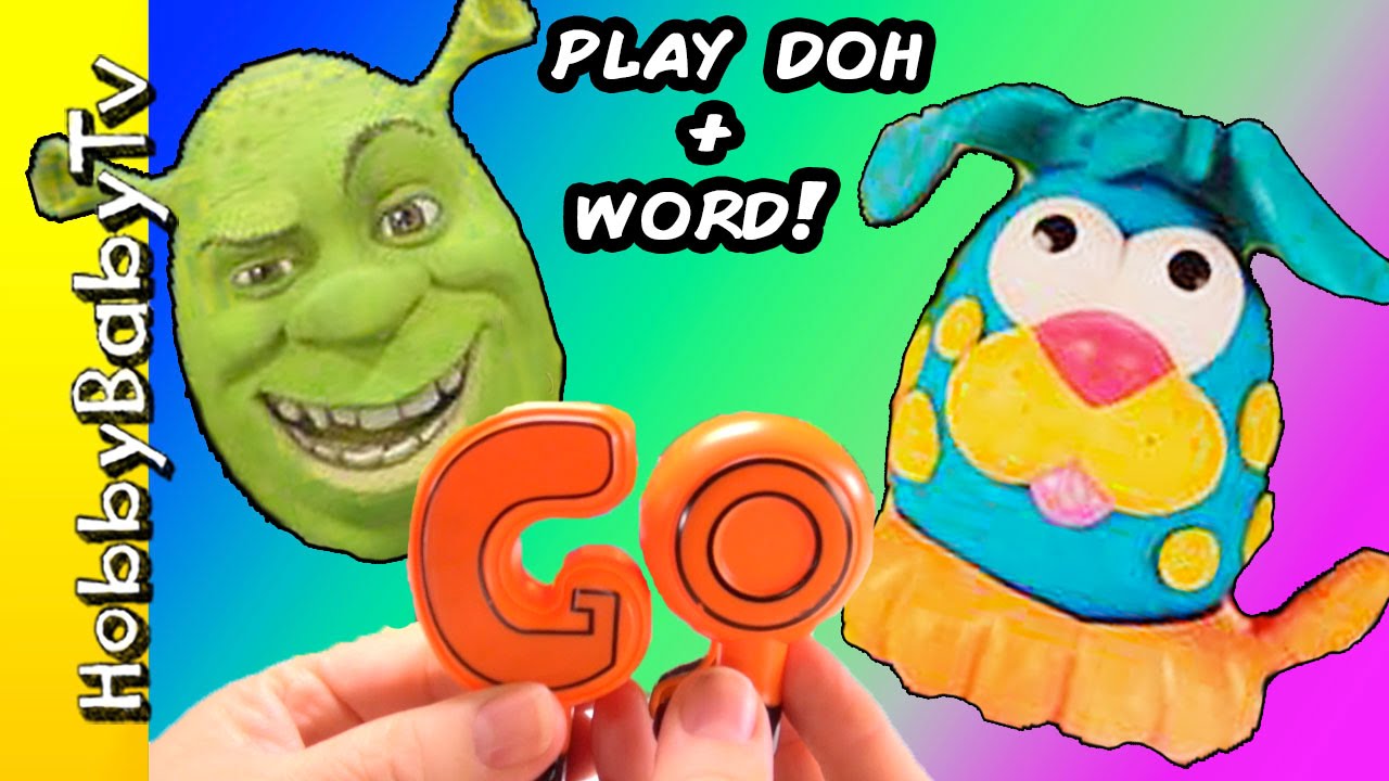 PLAY-DOH Fun Learning a Surprise WORD + Shape a Pet and Funny POO Dough ...