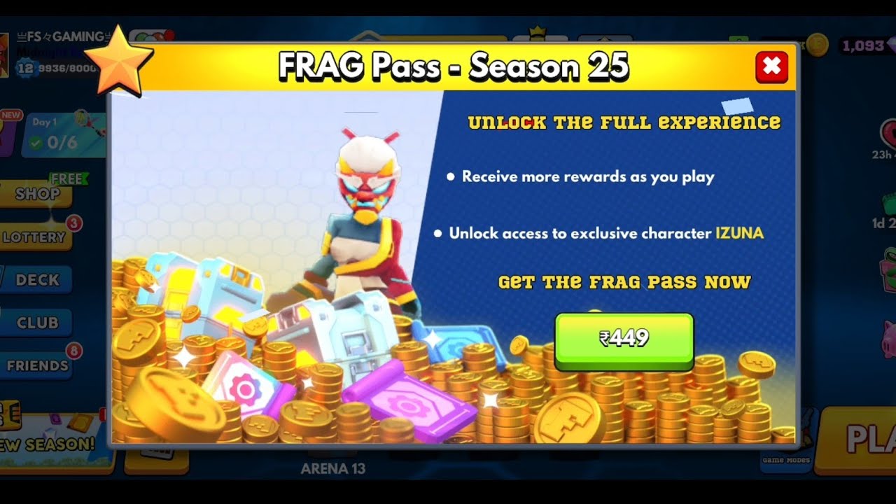 Frag pass- season 25 ||FRAGPROSHOOTER || IZUNA season #fragproshooter # ...