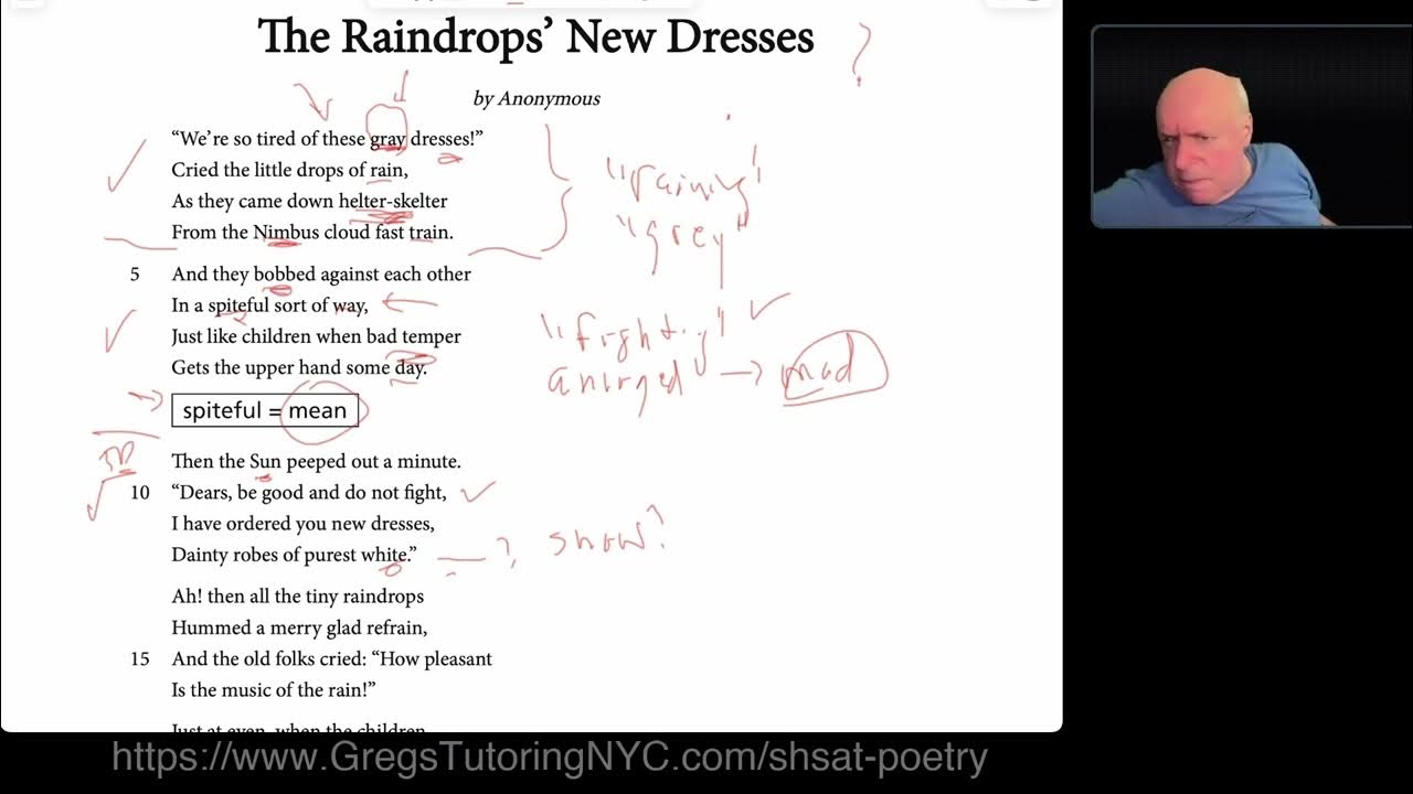 Poetry Analysis SHSAT ELA POEM "The Raindrops' New Dresses" - YouTube