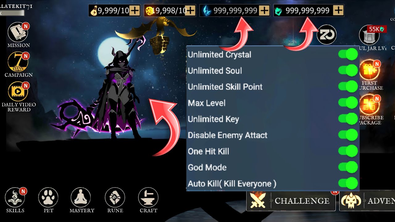 Shadow of death mod APK unlimited money mod manu - YouTube