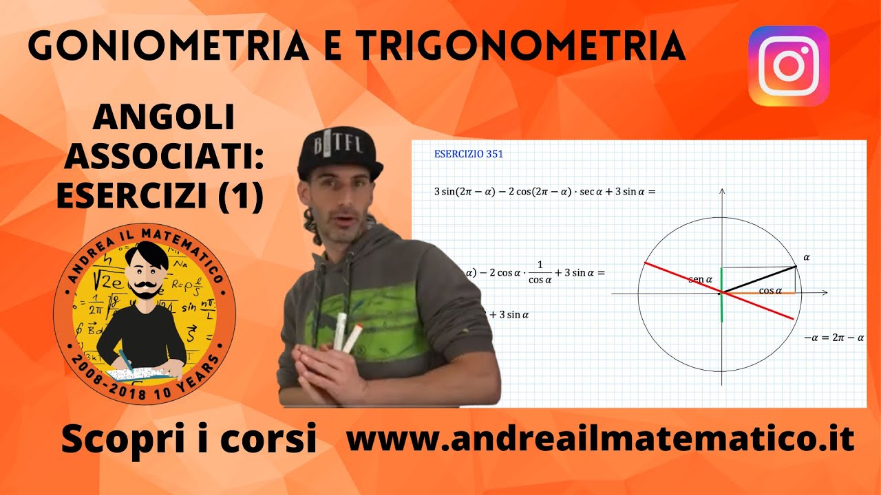 Angoli associati - esercizi (1) - TRIGONOMETRIA E TRIGONOMETRIA - YouTube