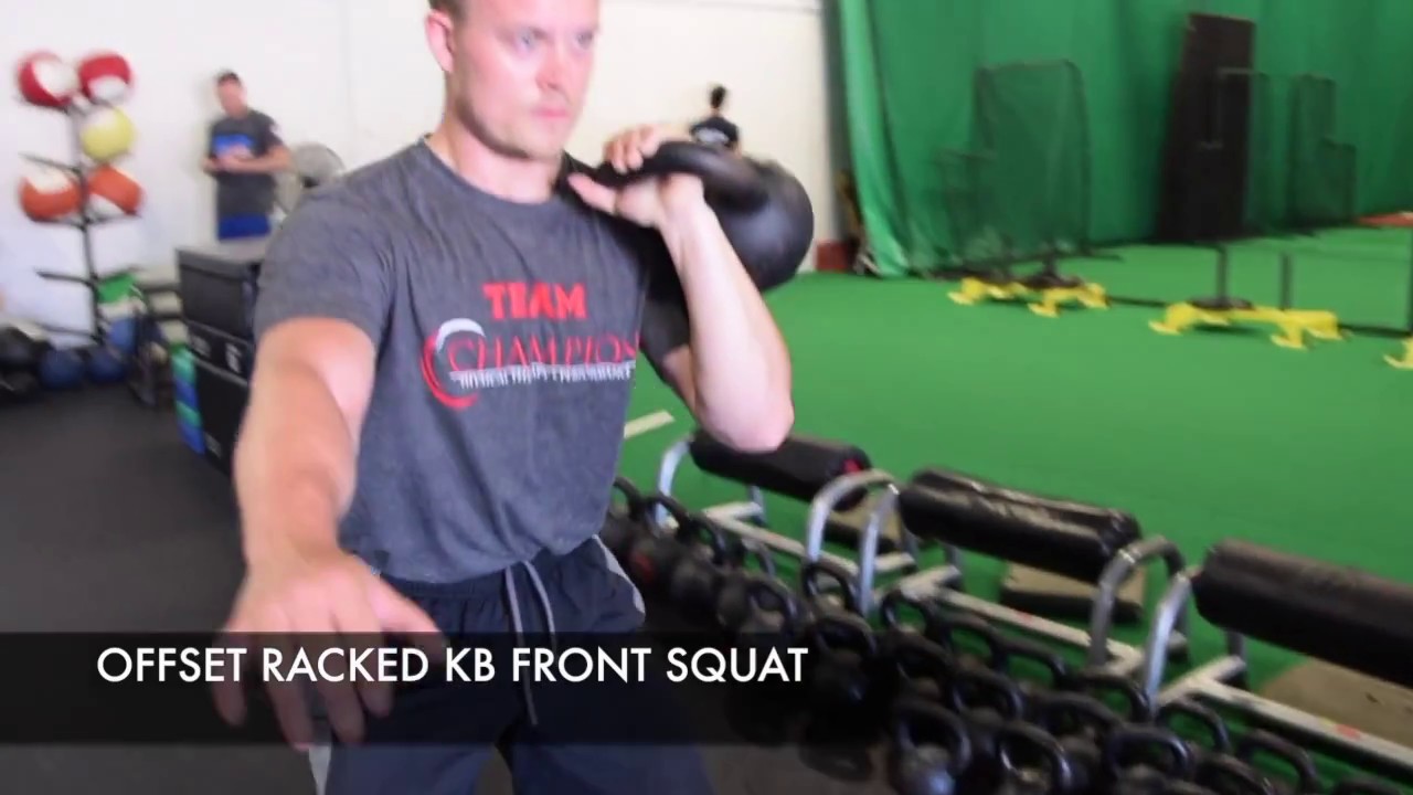 Offset Racked KB Front Squat - YouTube