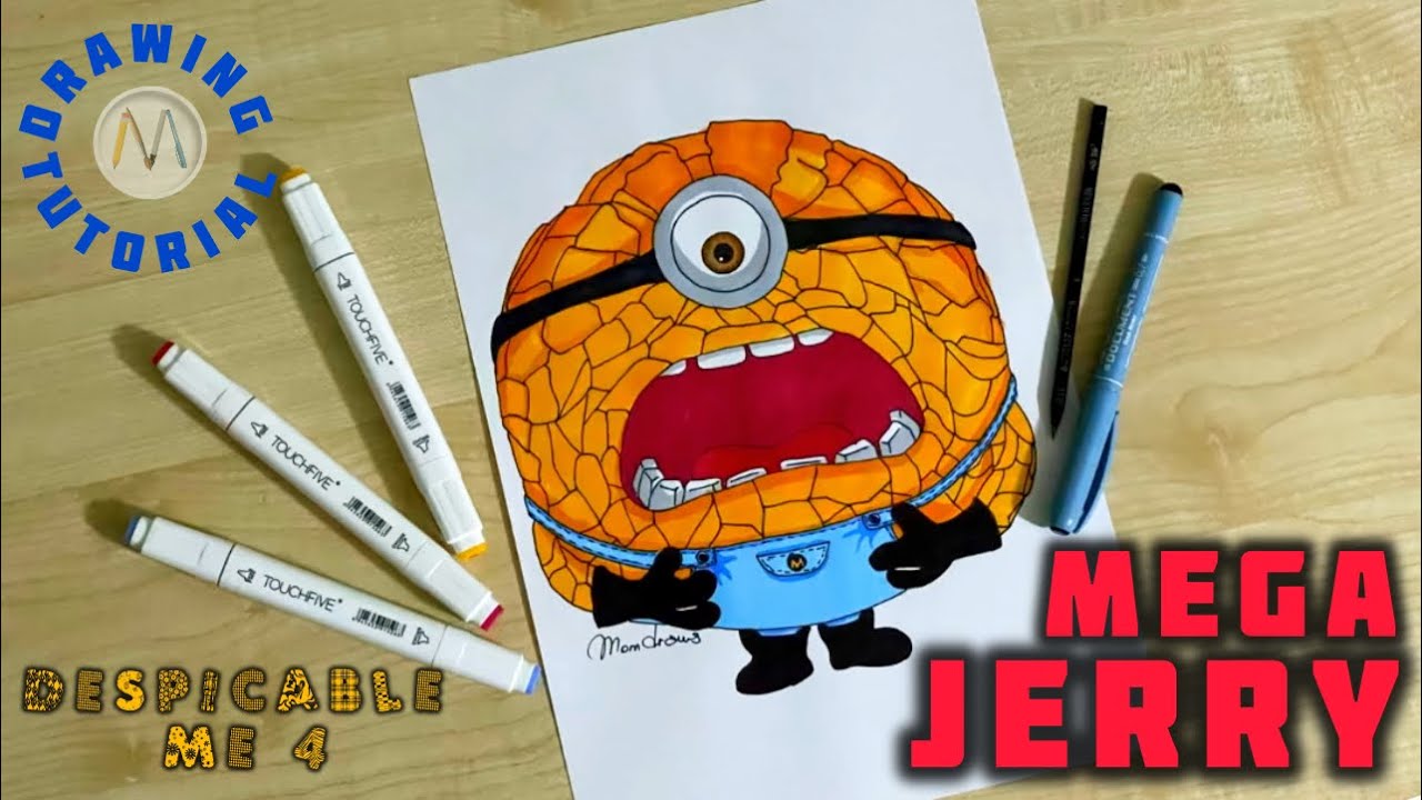 How to draw Despicable me 4 Mega minion / MEGA JERRY drawing step by ...
